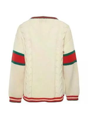 Gucci Web Stripe Cable Knit Cardigan