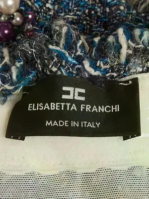 Elisabetta Franchi Embroidered Tweed Bustier Top