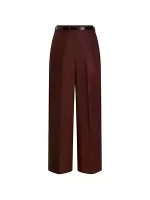 Dolce & Gabbana Dark Violet Belted Pleated Trousers - Red