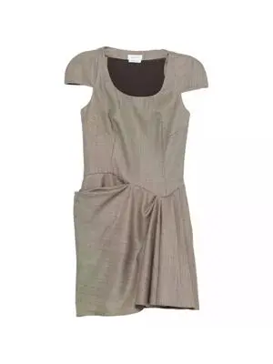 Alexander McQueen Draped Cap-sleeve Mini Dress - Brown