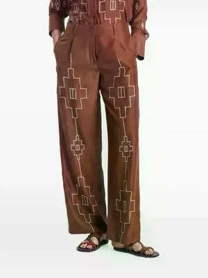 MARIA CHER Embroidered Wide-leg Trousers
