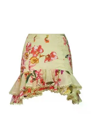 Charo Ruiz Ibiza Floral-print Ruffled Skirt - Neutrals