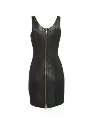 VERSUS Logo-stud Leather-panelled Mini Dress