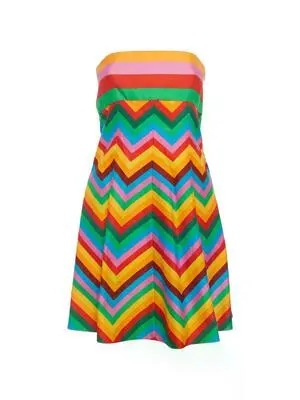 Valentino Garavani Chevron Print Strapless Mini Dress - Red