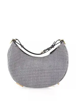 Fendi Houndstooth Wool Small Hobo Bag