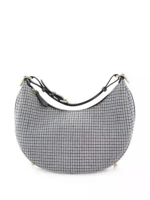 Fendi Houndstooth Wool Small Hobo Bag