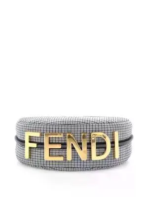 Fendi Houndstooth Wool Small Hobo Bag