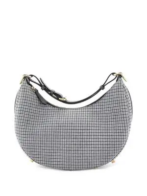 Fendi Houndstooth Wool Small Hobo Bag