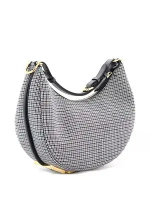 Fendi Houndstooth Wool Small Hobo Bag