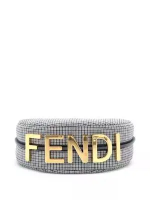 Fendi Houndstooth Wool Small Hobo Bag