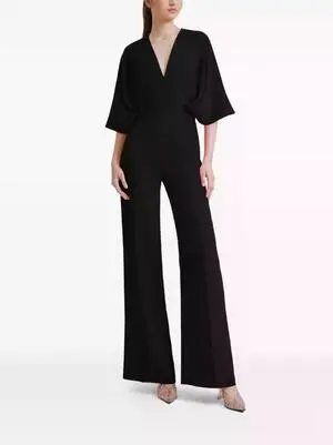 GEMY MAALOUF Crepe V-neck Cape Sleeve Jumpsuit