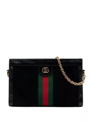 Gucci Ophidia Suede Web Chain Crossbody Bag - Black