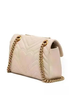 Gucci Gg Marmont Matelassé Calfskin Shoulder Bag - White