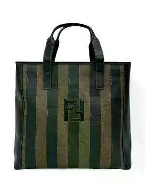 Fendi Pequin Coated Canvas Tote Bag - Black