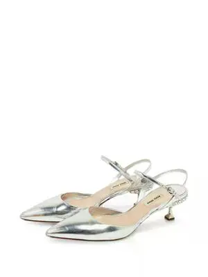 Miu Miu Leather Pointed-toe Ankle-strap Pumps