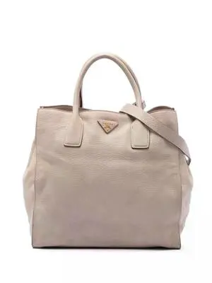 Prada Vitello Daino Convertible Tote Satchel - Neutrals