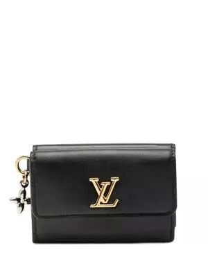 LOUIS VUITTON 2021-2026 Mini Calfskin Bloom Trifold Wallet Small Wallets - Black
