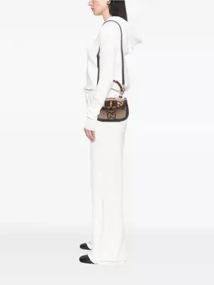 Gucci Jumbo Gg Canvas Bamboo 1947 Top Handle Bag Satchel - Neutrals