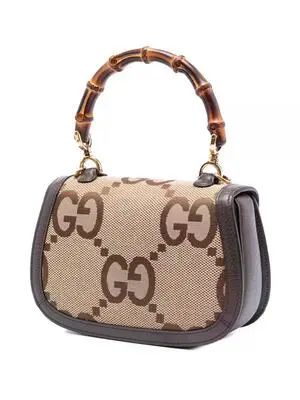 Gucci Jumbo Gg Canvas Bamboo 1947 Top Handle Bag Satchel