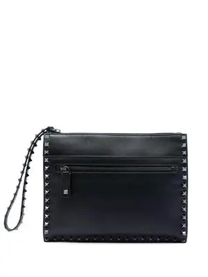 Valentino Garavani Rockstud Leather Clutch Bag - Black