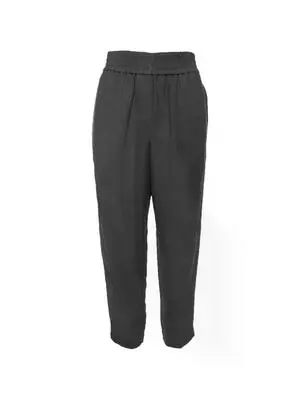 Brunello Cucinelli Woven Texture Elasticated Waistband Trousers - Grey