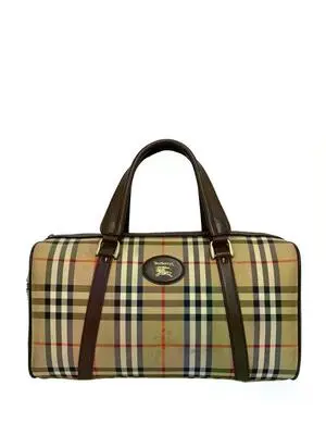 Burberry Haymarket Check Canvas Boston Bag - Neutrals