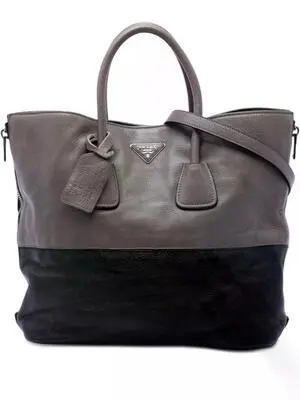 Prada Cervo Deerskin Convertible Tote Satchel - Grey