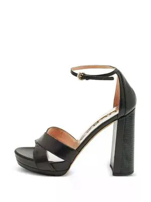 Rochas Lizard-embossed Ankle Strap Sandals - Black