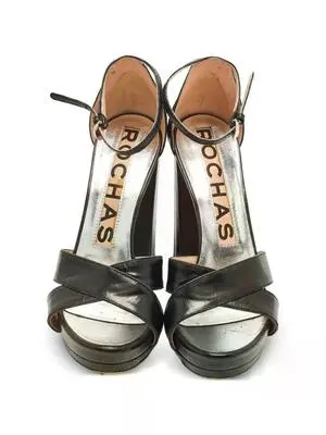 Rochas Lizard-embossed Ankle Strap Sandals
