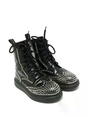 Alexander McQueen Studded Lace-up Ankle Boots - Black