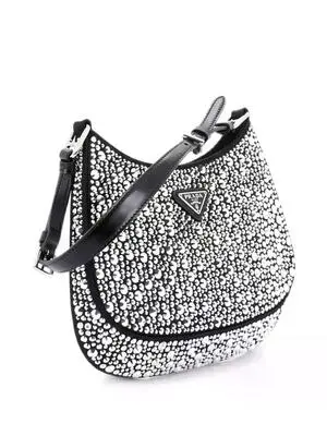 Prada Crystal Embellished Satin Shoulder Bag