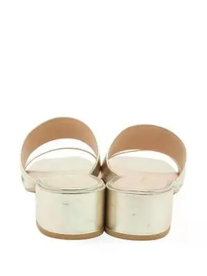 STUART WEITZMAN Metallic Calf Leather Double Strap Sandals