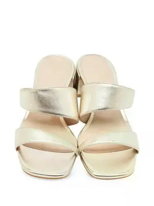 STUART WEITZMAN Metallic Calf Leather Double Strap Sandals