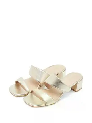 STUART WEITZMAN Metallic Calf Leather Double Strap Sandals