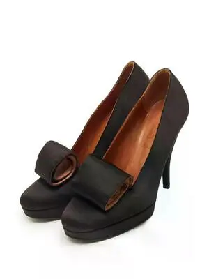 LANVIN Satin Platform Pumps With Bow Detail