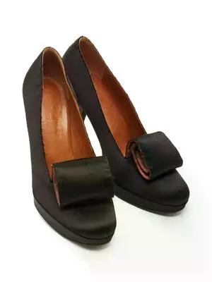 LANVIN Satin Platform Pumps With Bow Detail