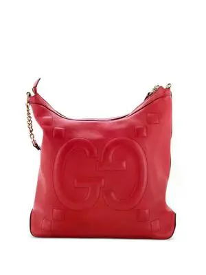 Gucci Apollo Gg Embossed Calfskin Large Hobo Bag - Red
