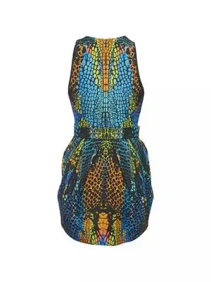 Alexander McQueen Graphic Print Mini Dress - Blue