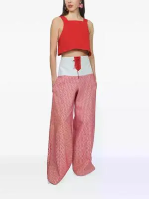 Rosie Assoulin Jacquard Lace-up Trousers - Red