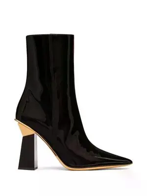 Valentino Garavani Hyper One Stud Ankle Boots In Patent Leather 105mm