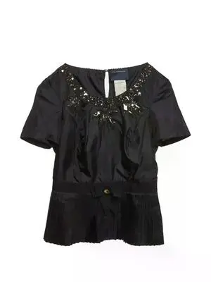 Roberto Cavalli Beaded Pleated Blouse