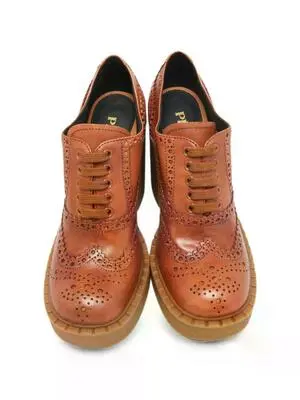 Prada Block Heel Pumps With Brogue Detailing