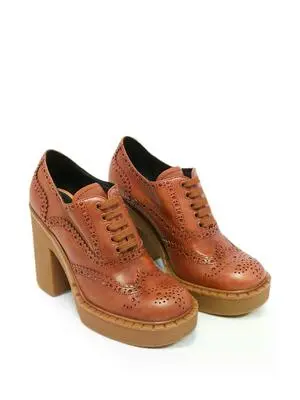 Prada Block Heel Pumps With Brogue Detailing