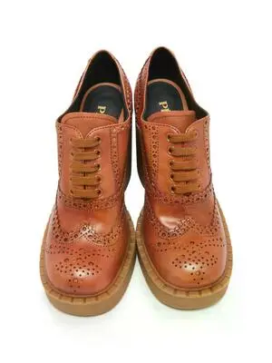 Prada Block Heel Pumps With Brogue Detailing