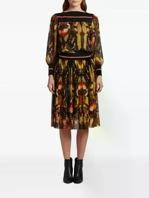 JEAN PAUL GAULTIER Butterfly Print Flared Midi Dress - Black