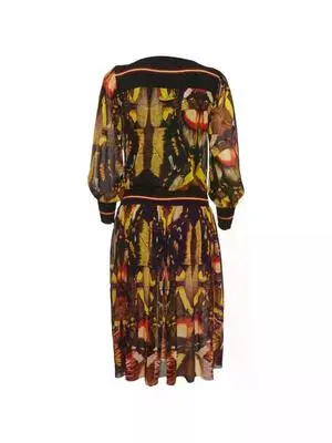 JEAN PAUL GAULTIER Butterfly Print Flared Midi Dress