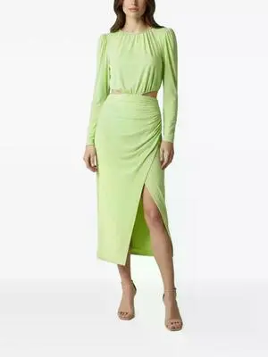 SELF-PORTRAIT Jersey Midi Dress With Cut-out Detailing - Green