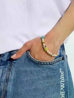 Off-White Floral Charm Bracelet