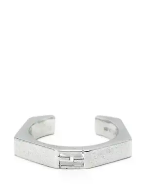 Fendi Baguette Logo-motif Open Band Ring - Silver