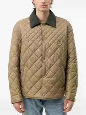 BOSS Khaki Brown Quilted Jacket With Logo Patch